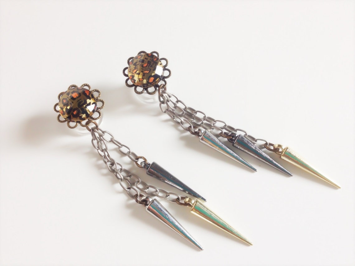 8mm Spike Plugs 0g Leopard Gauges 5mm 4g Dangle Plugs 6mm 2g - Etsy