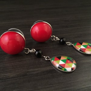 Red 00g Teardrop Ear Gauges 9/16 Plugs 1/2 Dangle - Etsy