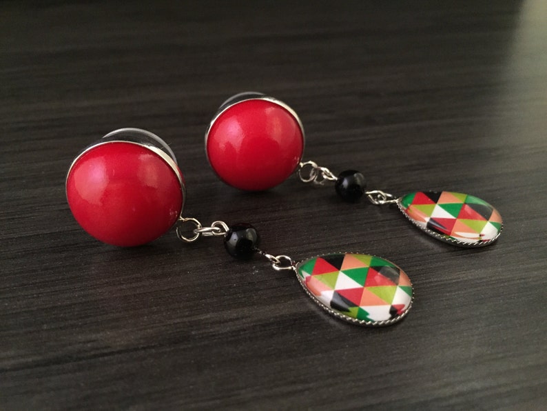 Red 00g Teardrop Ear Gauges 9/16 Plugs 1/2 Dangle - Etsy