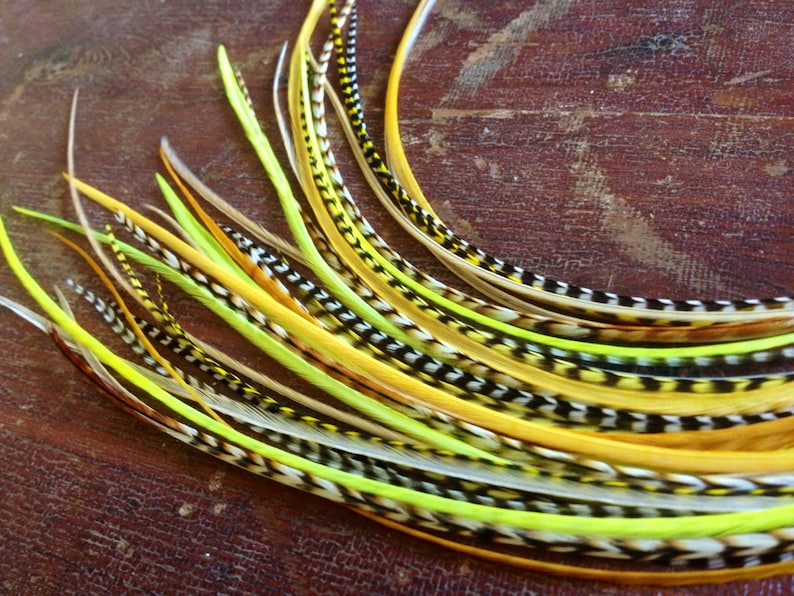 Hair Feather Extensions Summer Sunshine 6 Feather Blend, Florescent ...