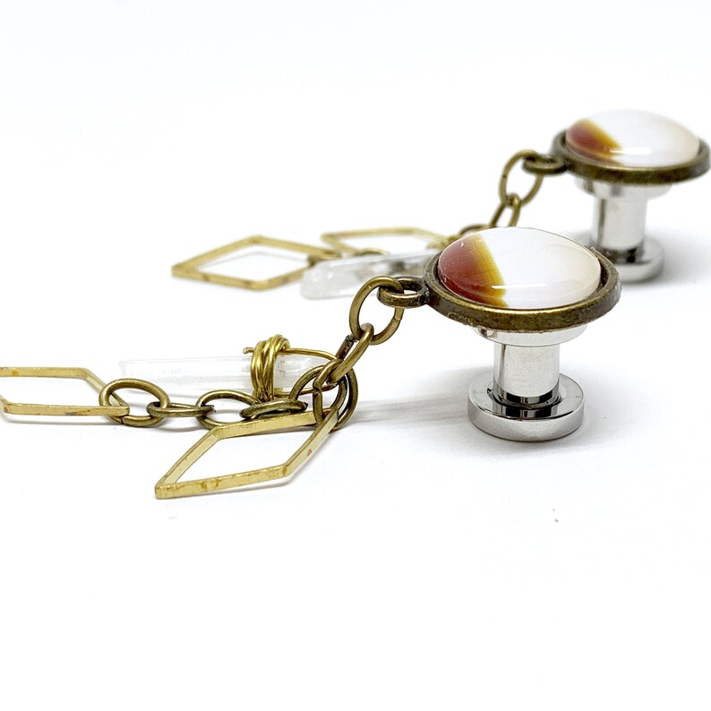 00g Bronze Crystal Dangle Plugs 4g 2g 0g 6g Ear Plugs Raw - Etsy
