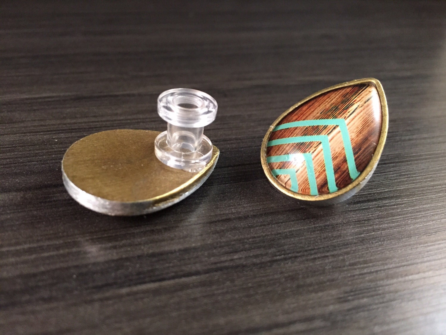 0g Teardrop Ear Plugs 00g 2g 4g Mint Chevron Plug Earrings 1/2" 12mm ...