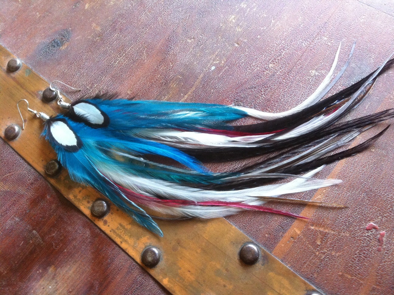 Wire Wrapped Feather Earrings Teal Dreams Long Feather - Etsy