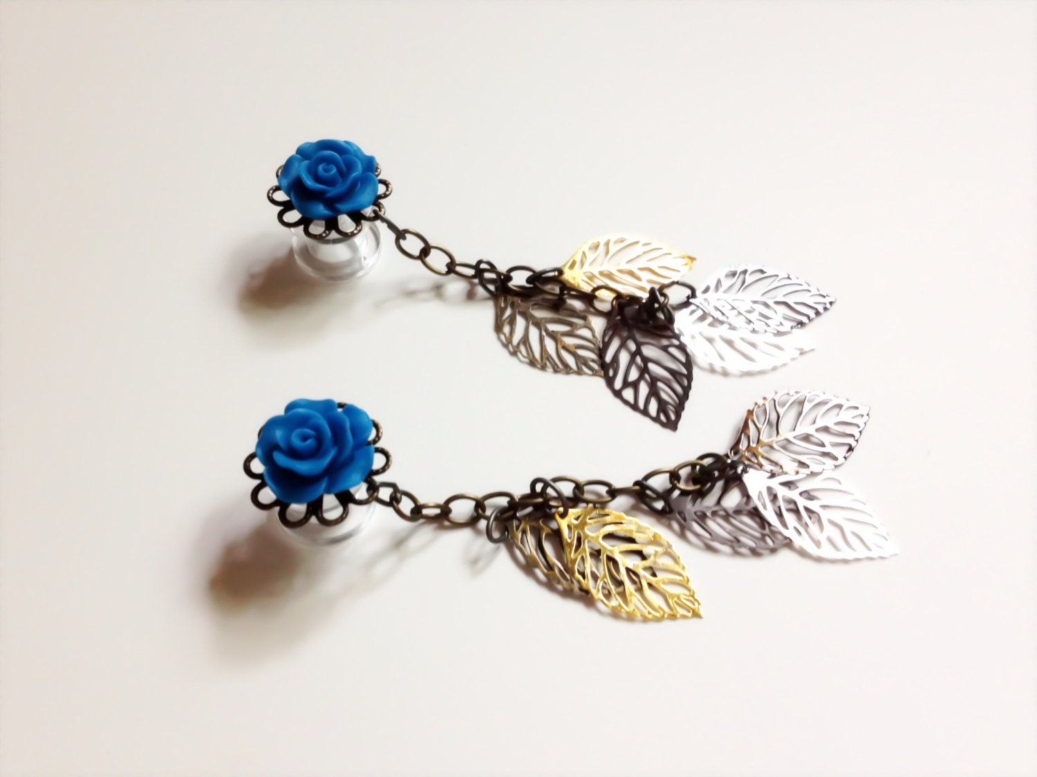 2g Ear Plugs 00g Dangle Plugs With Roses Filigree Skeleton | Etsy