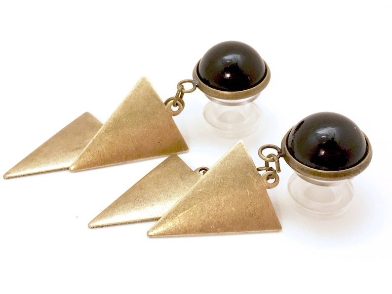 16g Bronze Triangle Dangle Plugs 14g 12g 10g 8g Ear Plugs, Crackle ...
