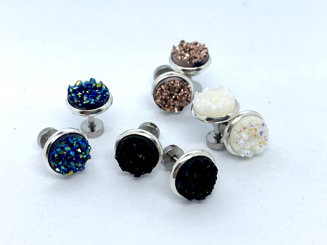 10g 8g Dangle Plugs 2g 4g 6g 14g 16g 12g Plugs Faux Druzy Ear - Etsy
