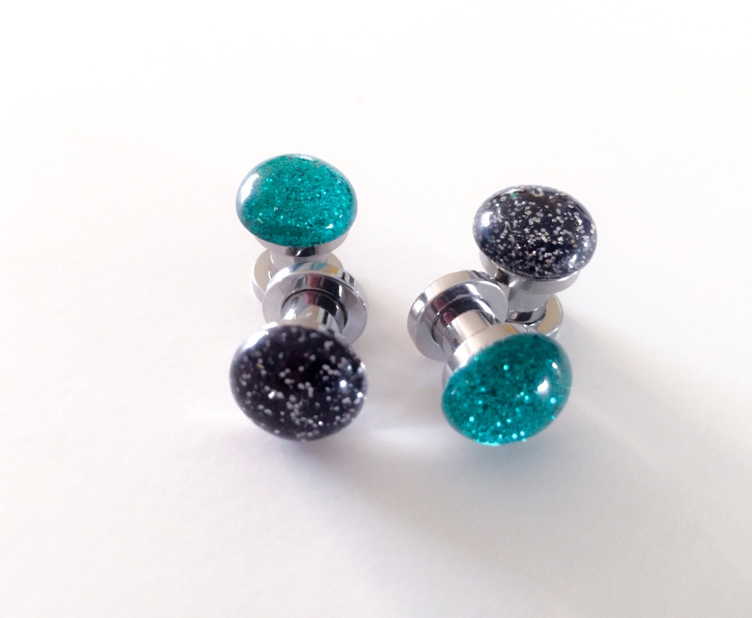 Minimalist Glitter Plugs 0g Plugs 4g Ear Plugs Teal or Black | Etsy