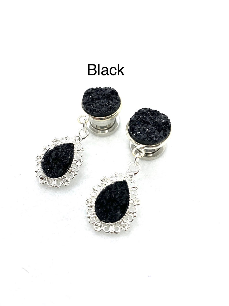 Druzy Dangle Plugs Fancy Silver Plugs 6g 4g 2g 1g 0g 00g 000g - Etsy