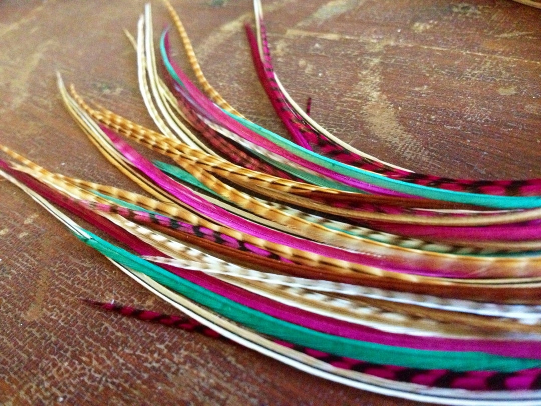 XL Feather Extensions 7 Bonded Hair Feathers, Feather Hair Extensions ...