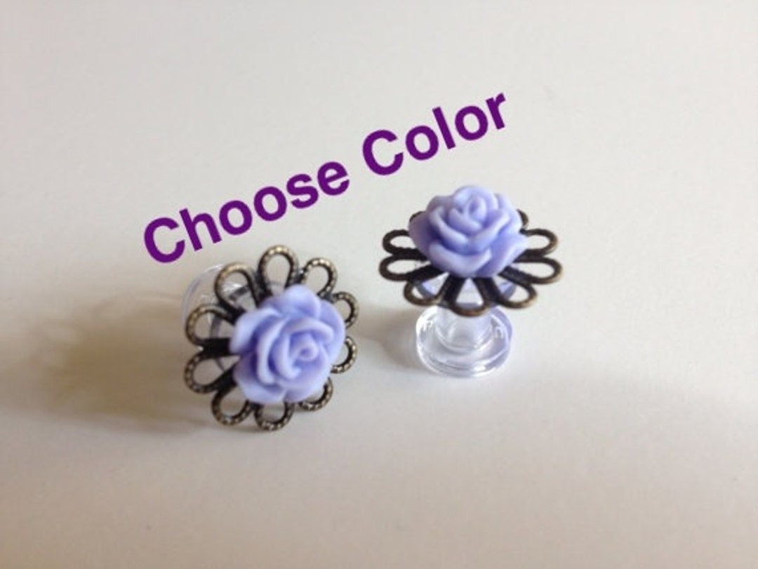 4g Rose Plugs 5mm Flower Gauges Purchase Alone OR Add on for - Etsy