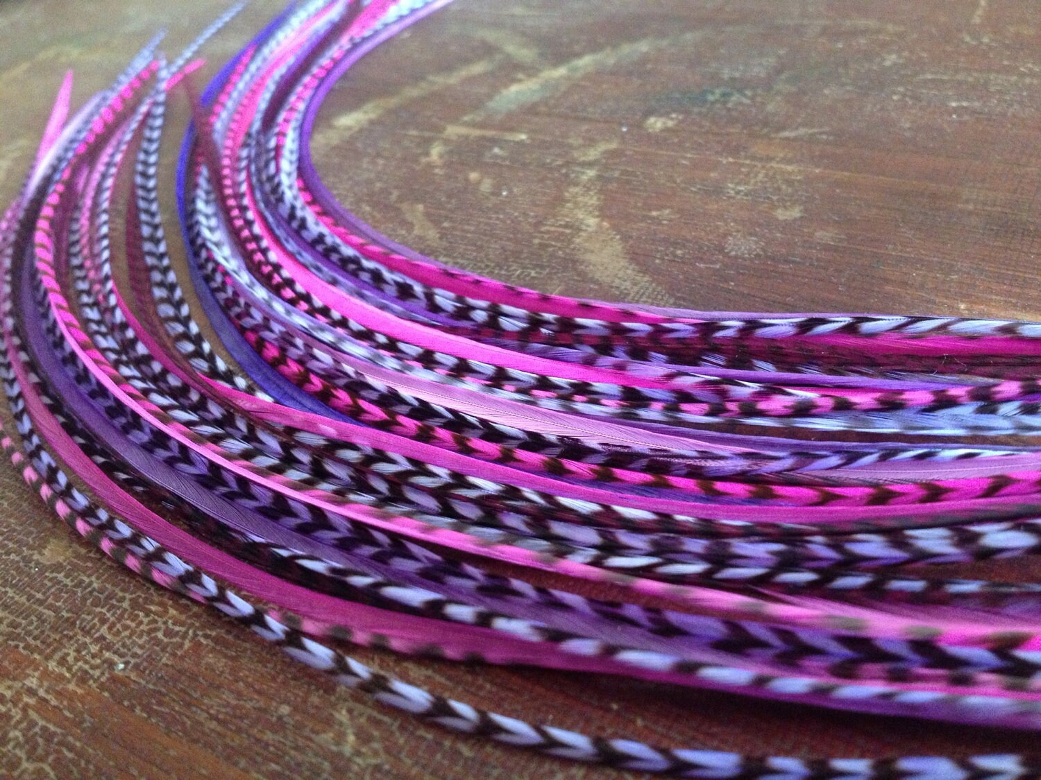 Lilac Pink Purple Grizzly Feather Extension XL Hair Accessory - Etsy