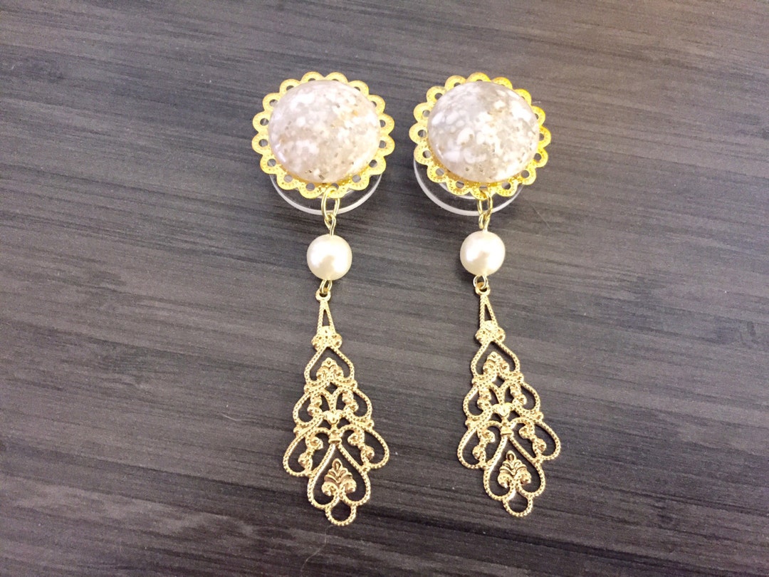 5/8" Wedding Gauges Dangle Plugs 18mm 16mm Ear Plugs for Brides 11/16 ...