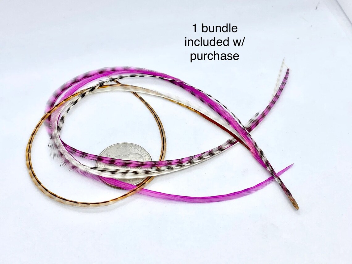 Bundled Pink Hair Feather Extension Kit Natural Grizzly - Etsy