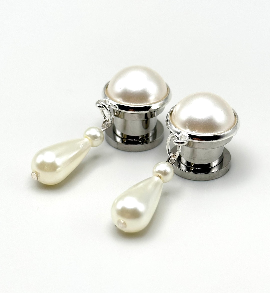 Wedding Gauges 00g 0g 1g 2g 6g 4g Dangle Plugs Bridal Teardrop Pearl ...