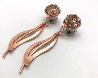 Rose Gold 2g Dangle Plugs 0g Hummingbird Ear Plugs 6g | Etsy