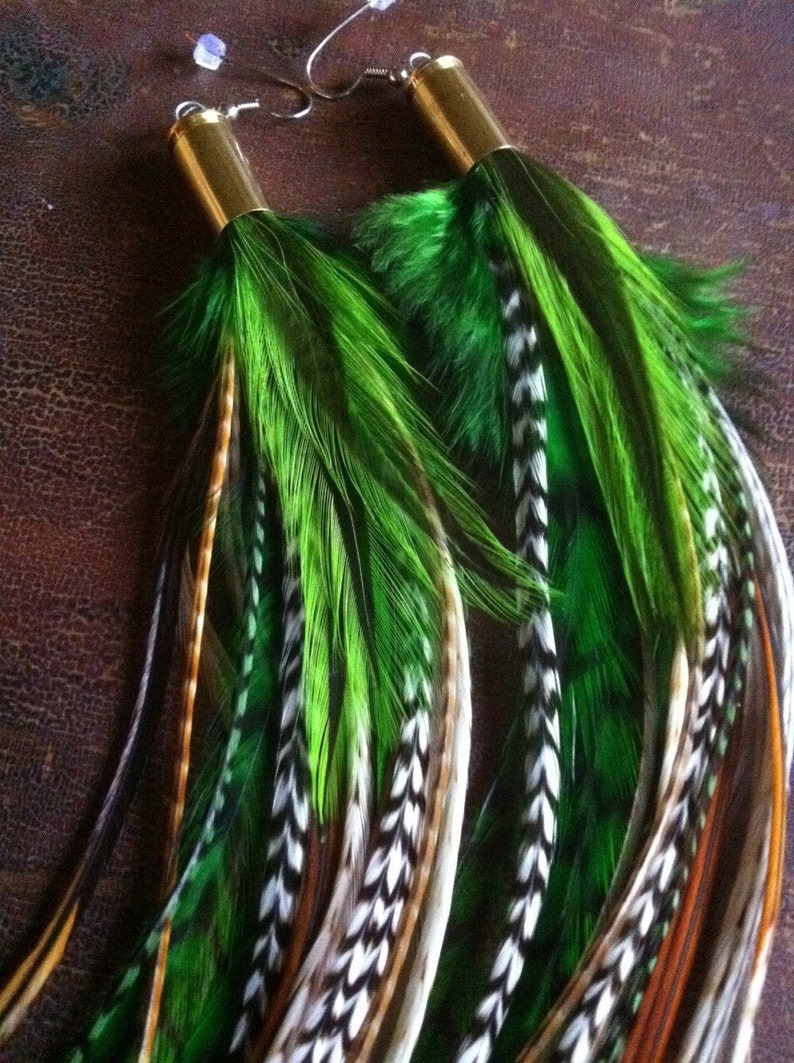 Long Feather Earrings Long Shamrock Dreamer Bullet Feather - Etsy