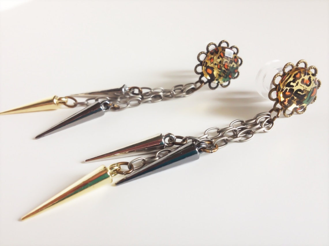 8mm Spike Plugs 0g Leopard Gauges 5mm 4g Dangle Plugs 6mm 2g - Etsy