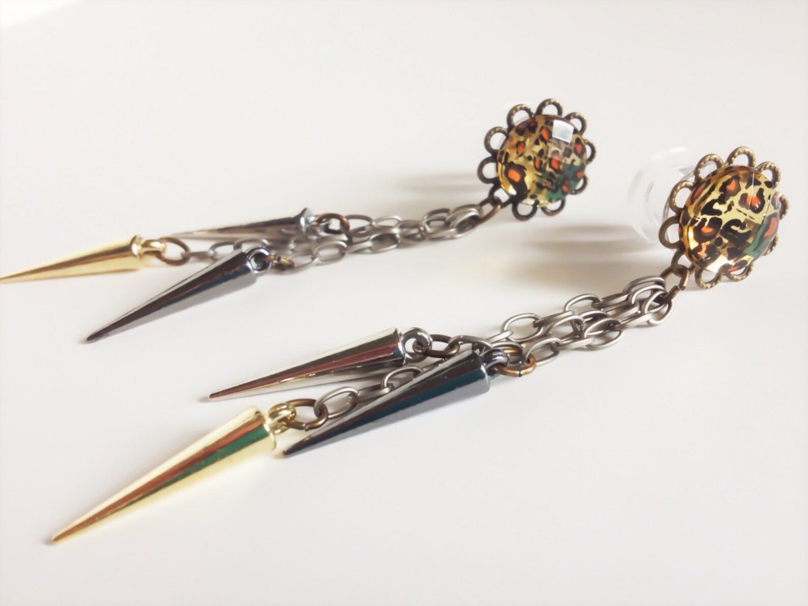 8mm Spike Plugs 0g Leopard Gauges 5mm 4g Dangle Plugs 6mm 2g - Etsy