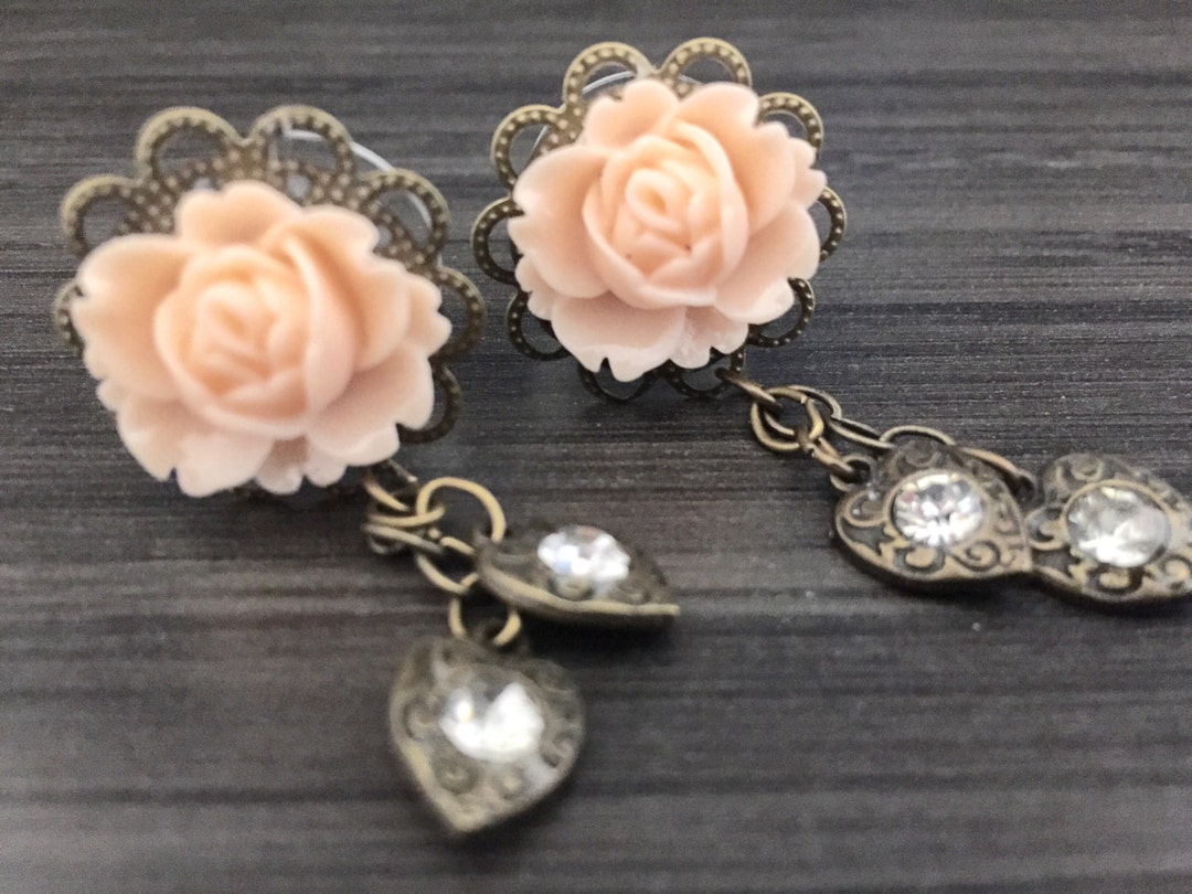 Vintage Style Plug Earrings 5/8" 16mm Dangle Plugs 9/16" 14mm 12mm 1/2 ...