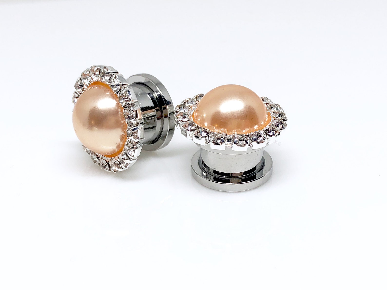 5/8 Plugs Rhinestone Pearl Bridal Wedding Gauges Blue - Etsy