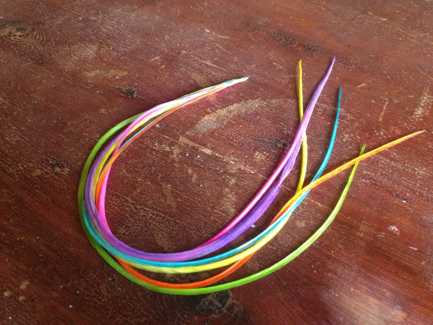 Neon Feather Extensions Bright Rainbow Hair Feathers Dyed Hot - Etsy