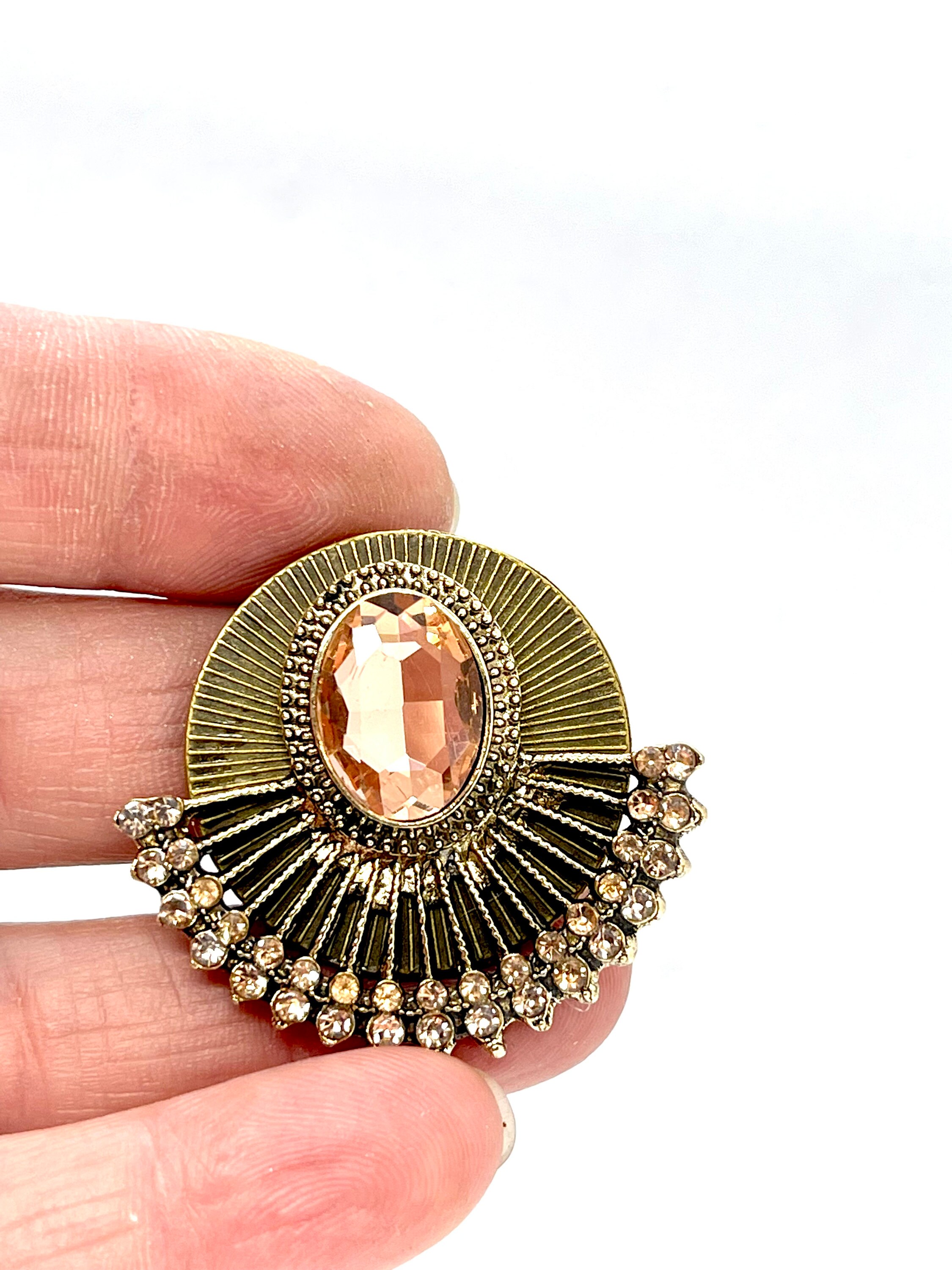 Vintage Art Deco Style Plugs Champagne Rhinestone Bling - Etsy