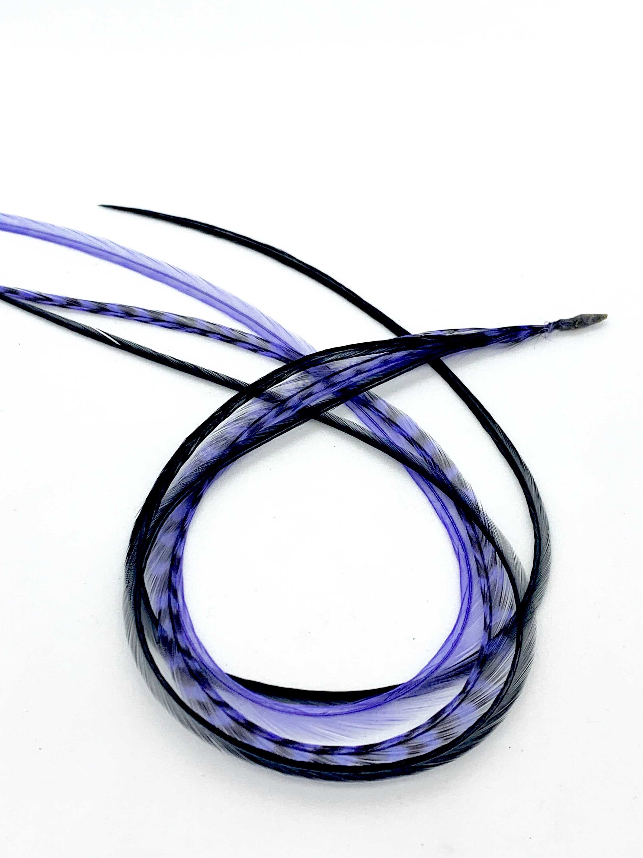 Sale Feather Hair Extensions Lilac Purple Grizzly Black Long - Etsy