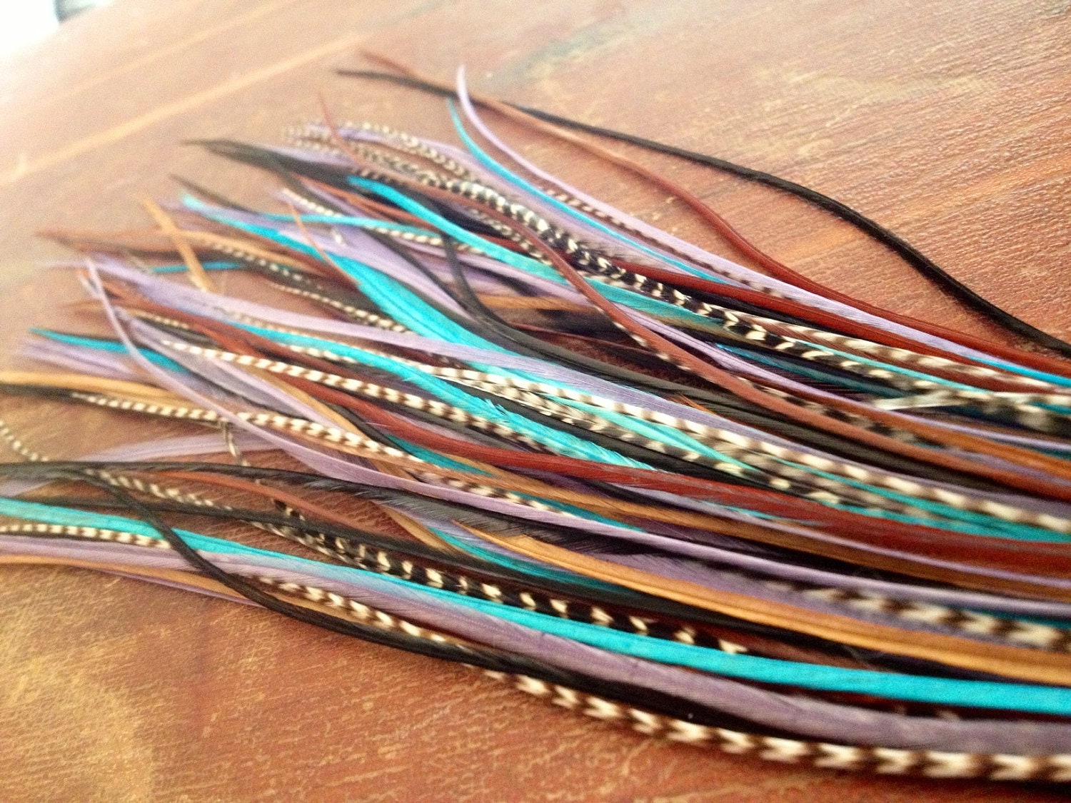 Xl Feather Hair Extension Kit 12 Turquoise Lavender - Etsy