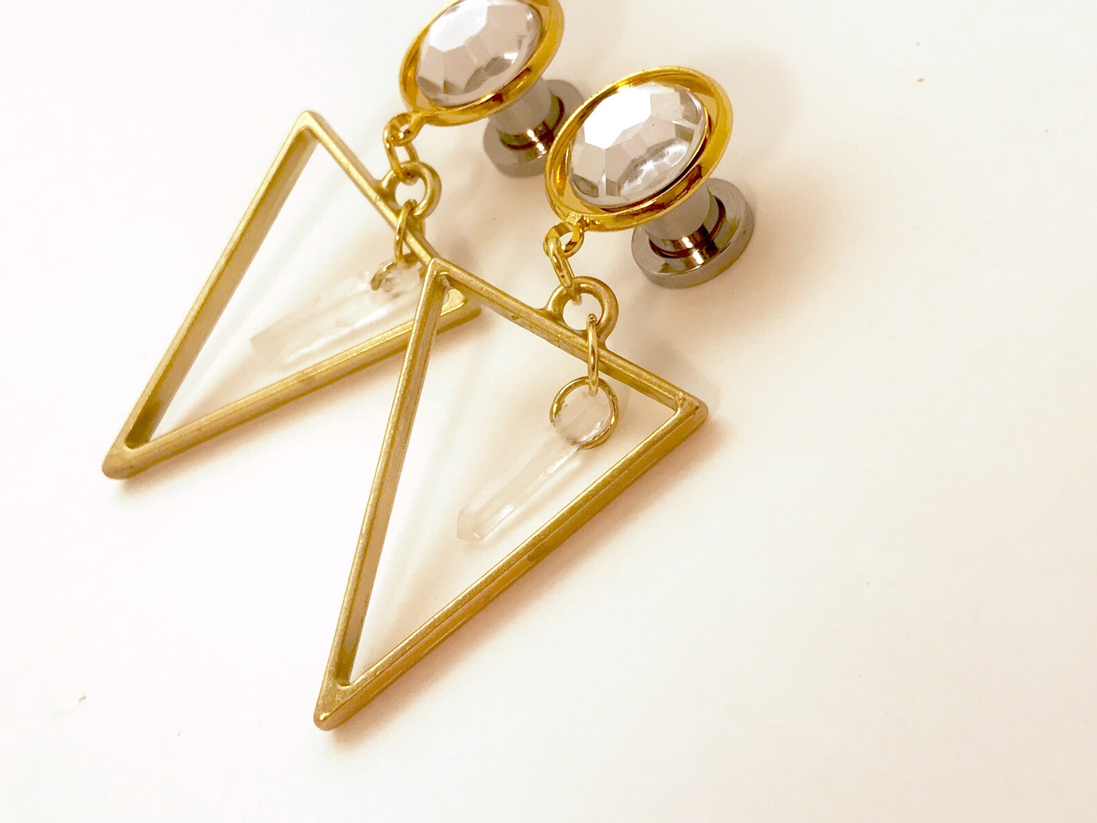 Quartz Crystal Dangle Plugs Yellow Gold Ear Plugs 6g 4g 2g 0g | Etsy