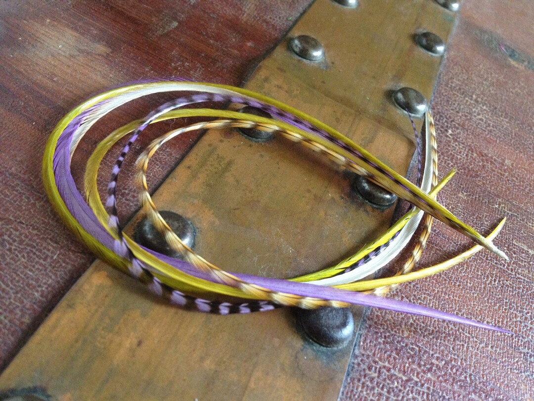 Pastel Hair Feather Extension Cree Grizzly, Lavender, Olive Hippie ...