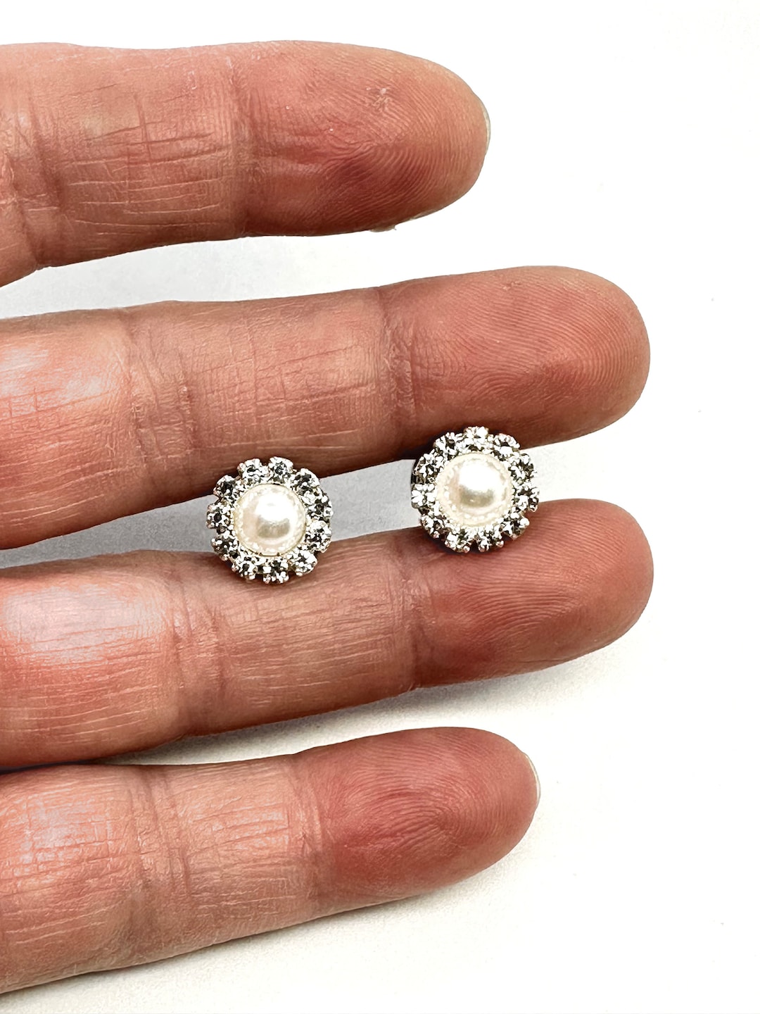 16g to 2g Ear Plugs Wedding White Pearl Plug Earrings With Rhinestone ...