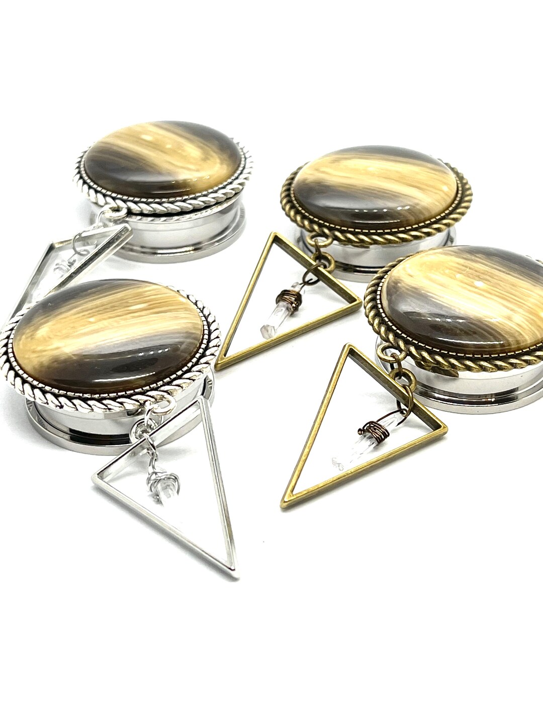 Unique Large Sizes 32mm 1 1/4 Inch Gauge Ear Plugs, Quartz Dangle Plug ...