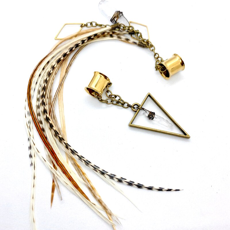 Gold Dangle Ear Tunnels - Etsy