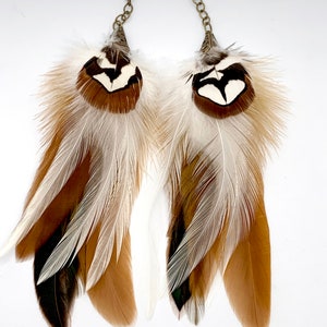 Handmade Natural Brown/ginger Feather Earrings, Bronze Chain, Lever ...