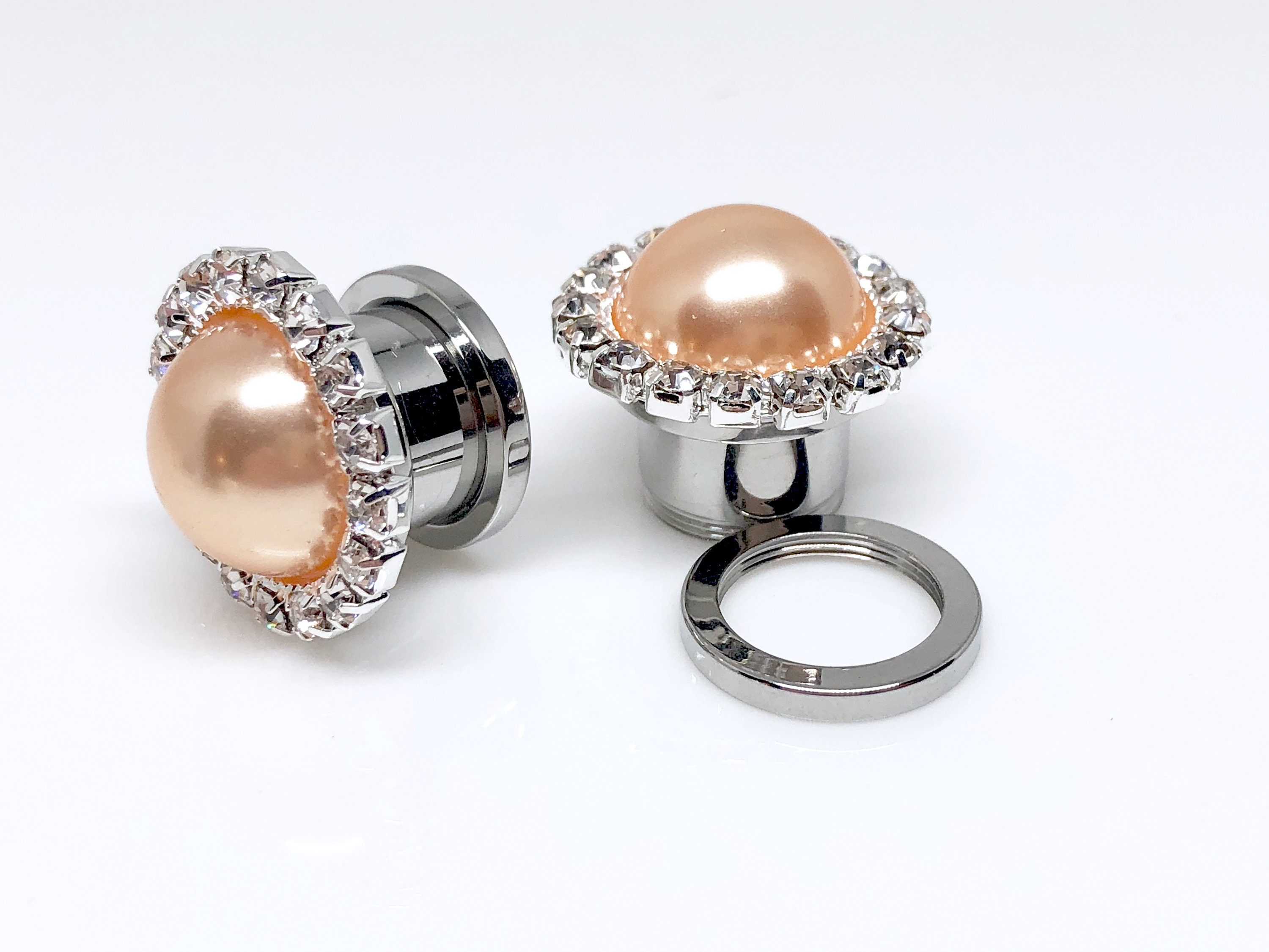 5/8 Plugs Rhinestone Pearl Bridal Wedding Gauges Blue | Etsy