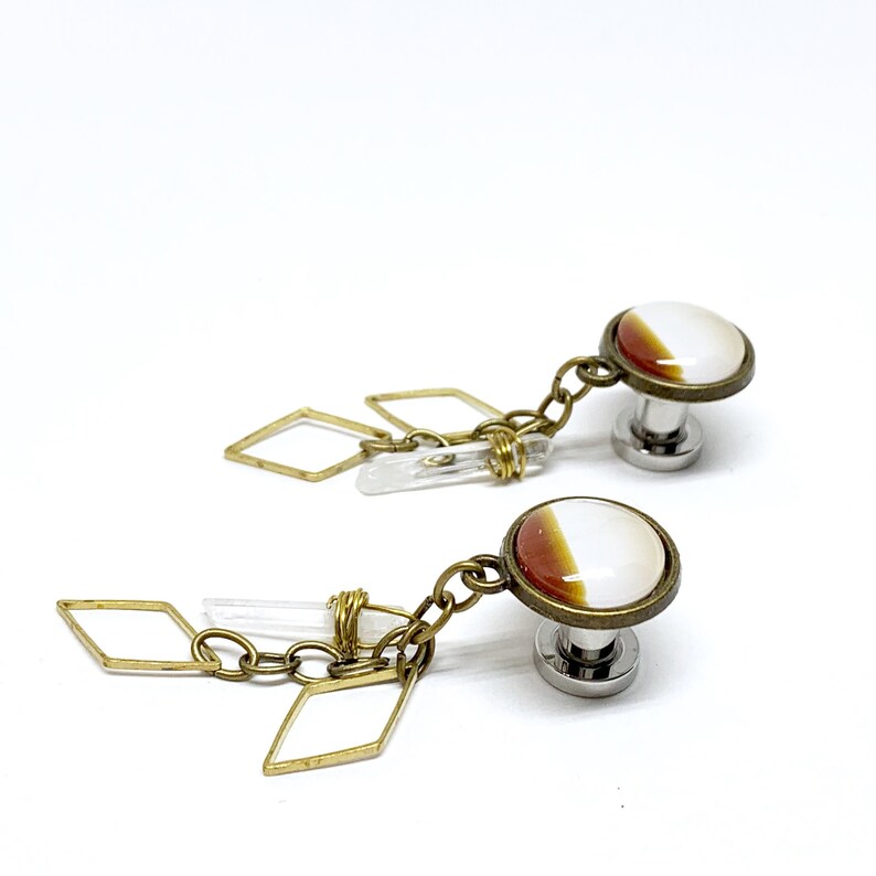 00g Bronze Crystal Dangle Plugs 4g 2g 0g 6g Ear Plugs Raw - Etsy