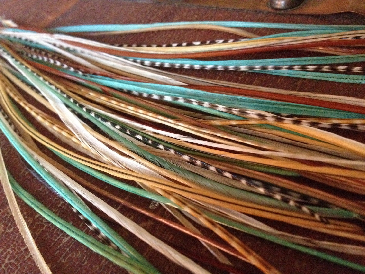 MEDIUM Long Feather Extensions Ginger Mint Kiss 9 Bonded - Etsy