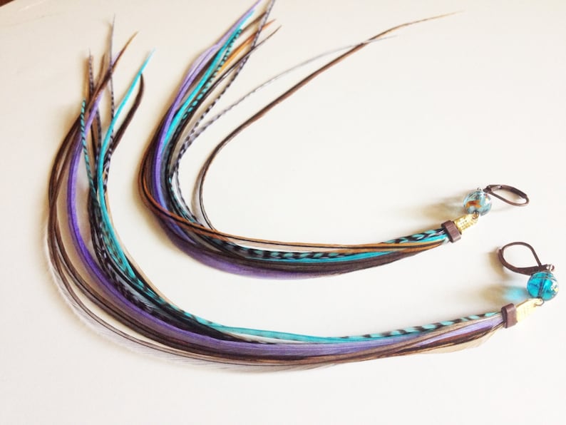 Feather Earrings AND Long Feather Hair extension Clips | Etsy