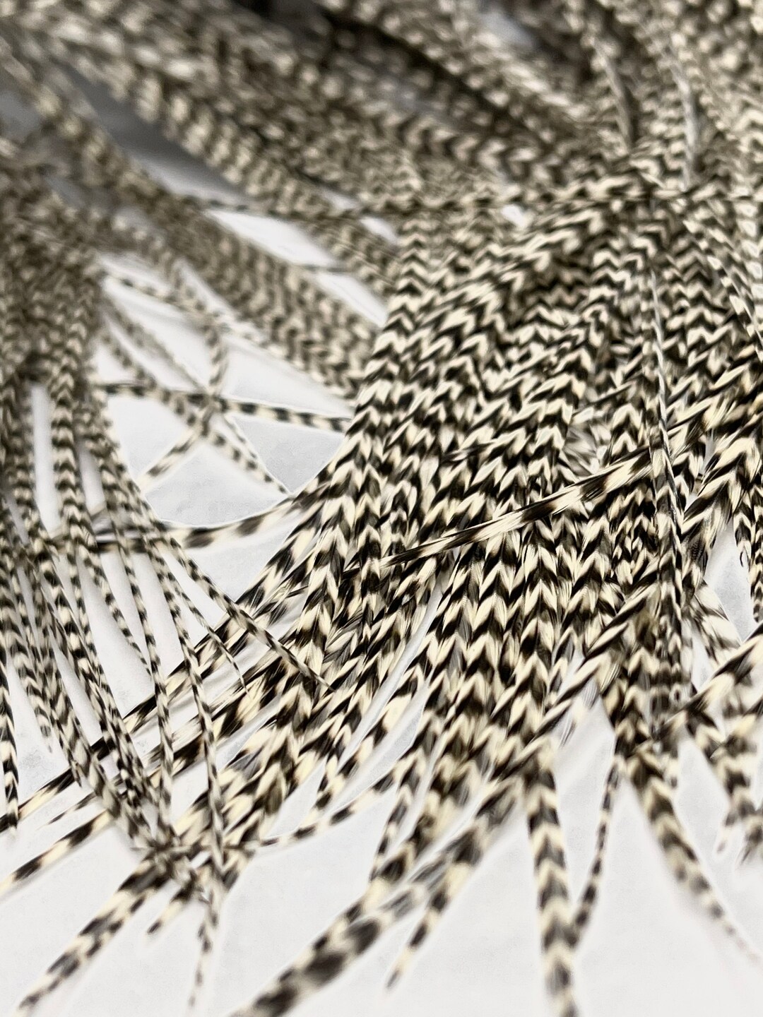 Grizzly Hair Feather Extensions 30 Pcs Natural Black and White Striped ...