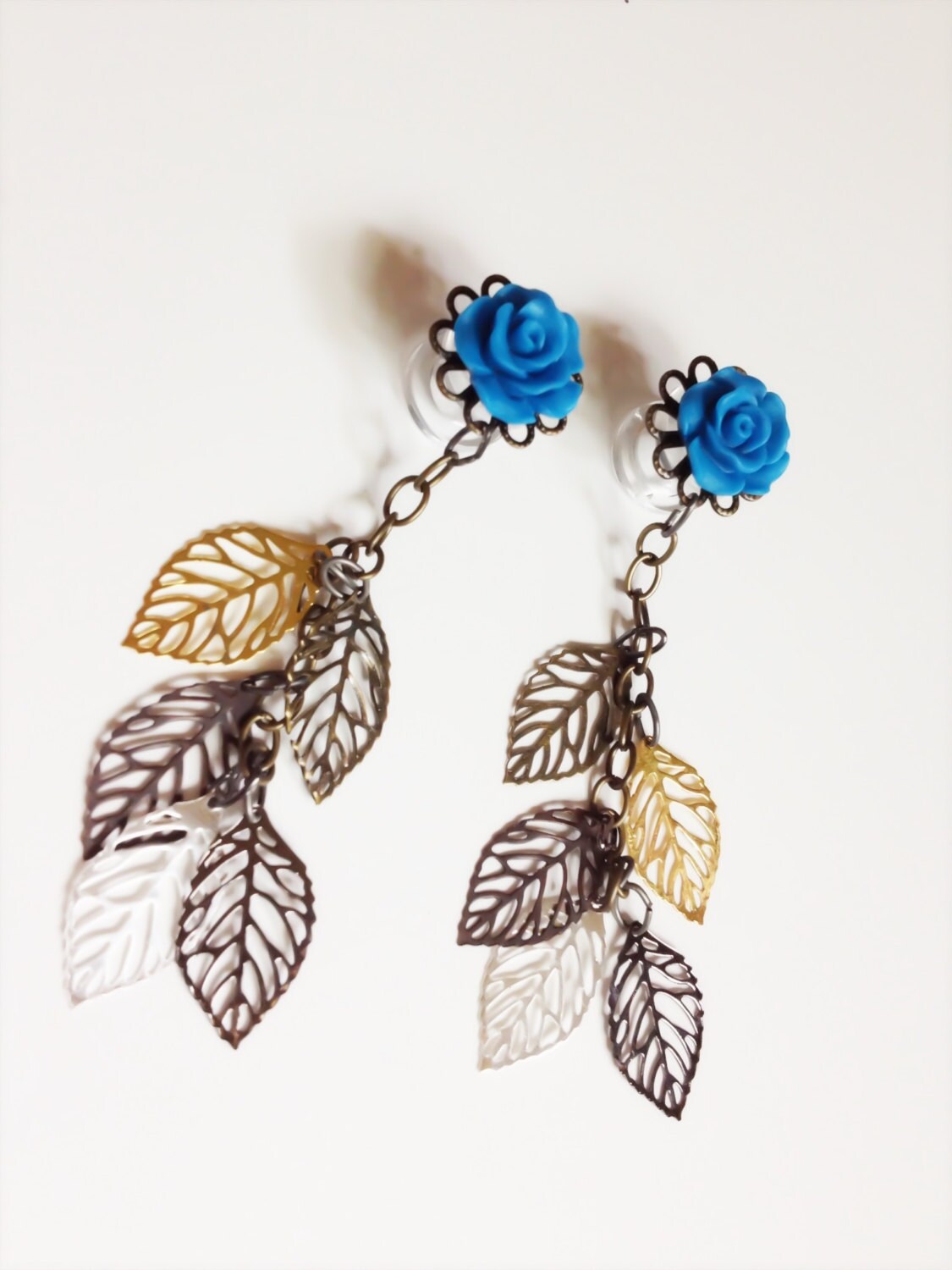 2g Ear Plugs 00g Dangle Plugs With Roses Filigree Skeleton | Etsy