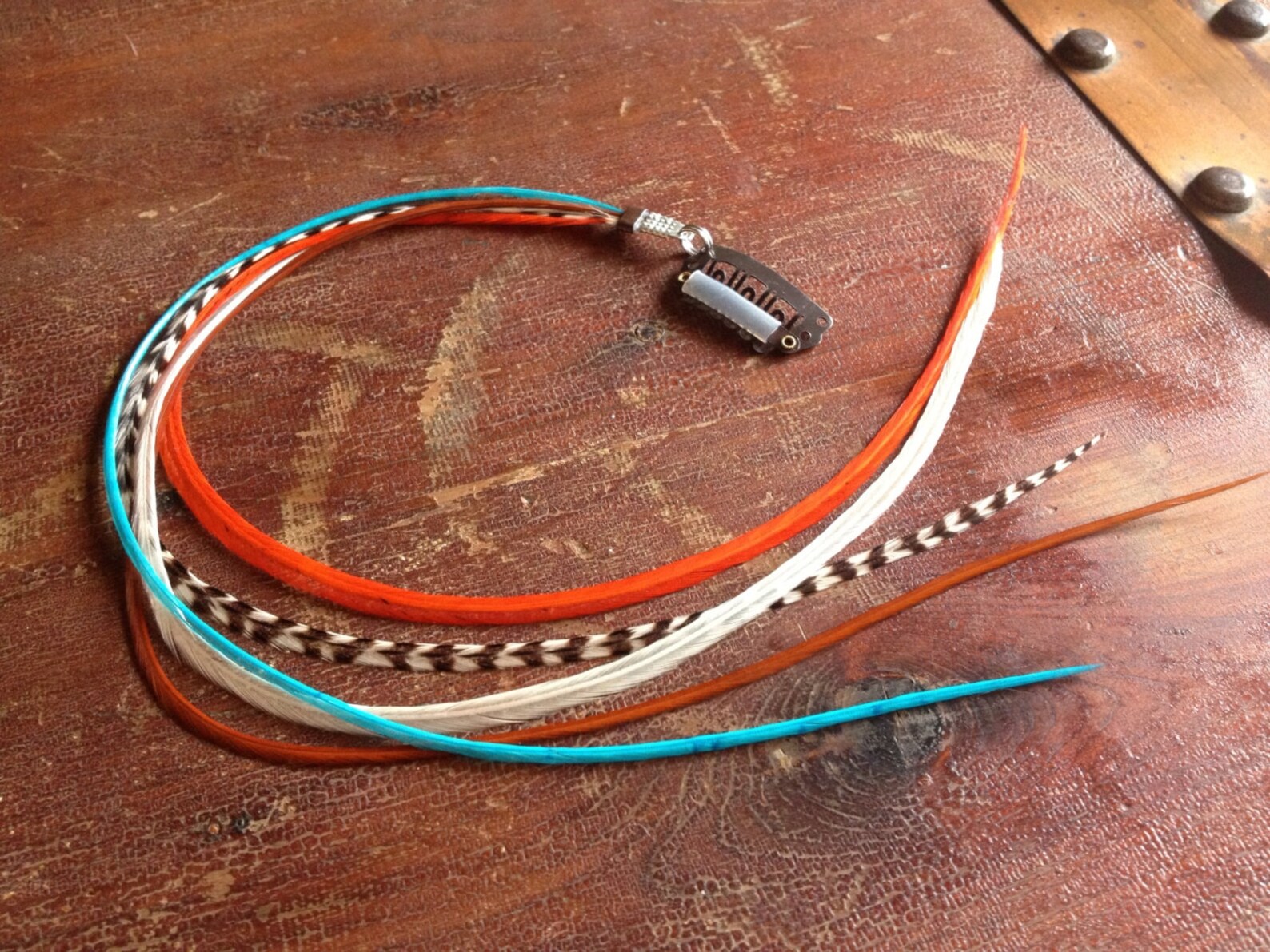 Extra Long Clip in Feather Extension 12 Inch Removable Grizzly Feather ...