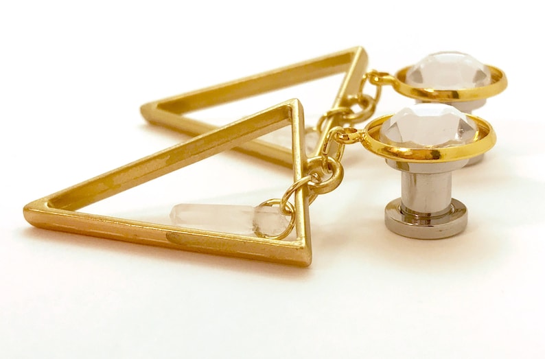 Quartz Crystal Dangle Plugs Yellow Gold Ear Plugs 6g 4g 2g 0g | Etsy