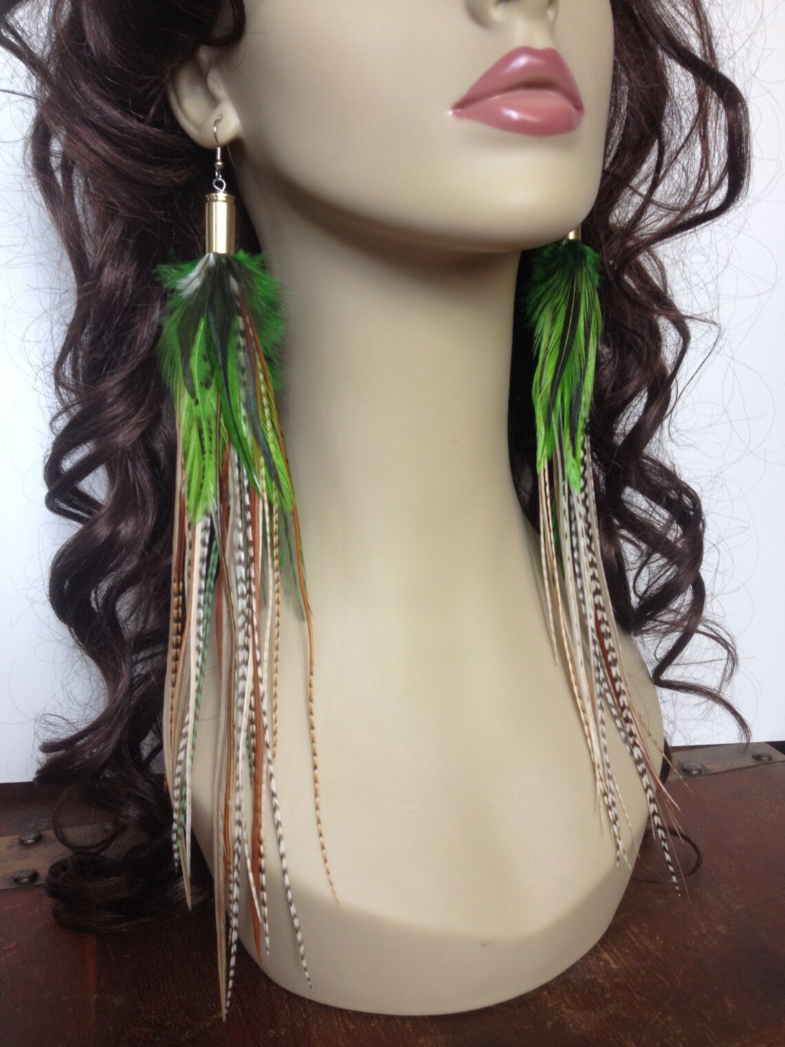 Long Feather Earrings Long Shamrock Dreamer Bullet Feather | Etsy