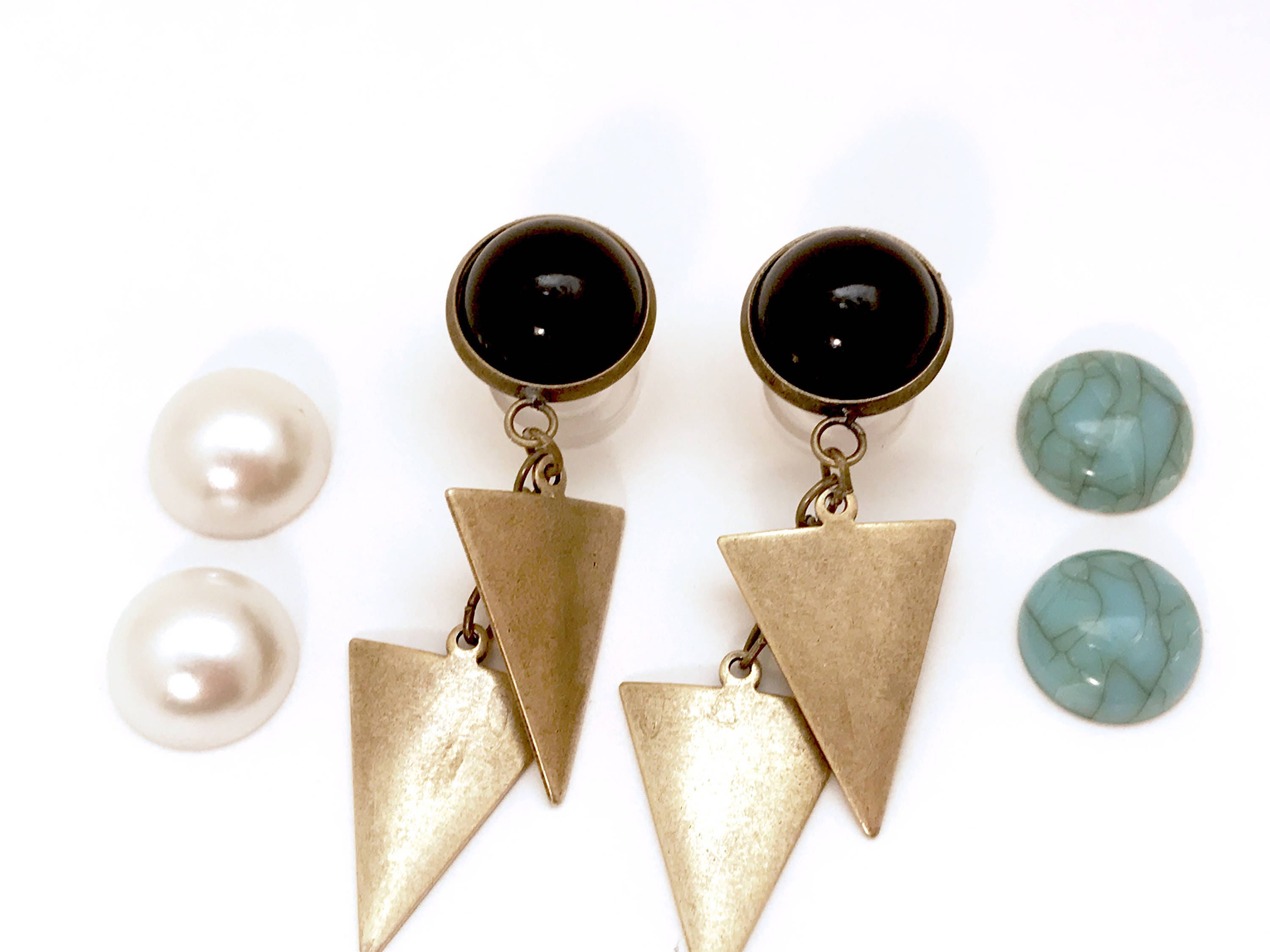 16g Bronze Triangle Dangle Plugs 14g 12g 10g 8g Ear Plugs, Crackle ...