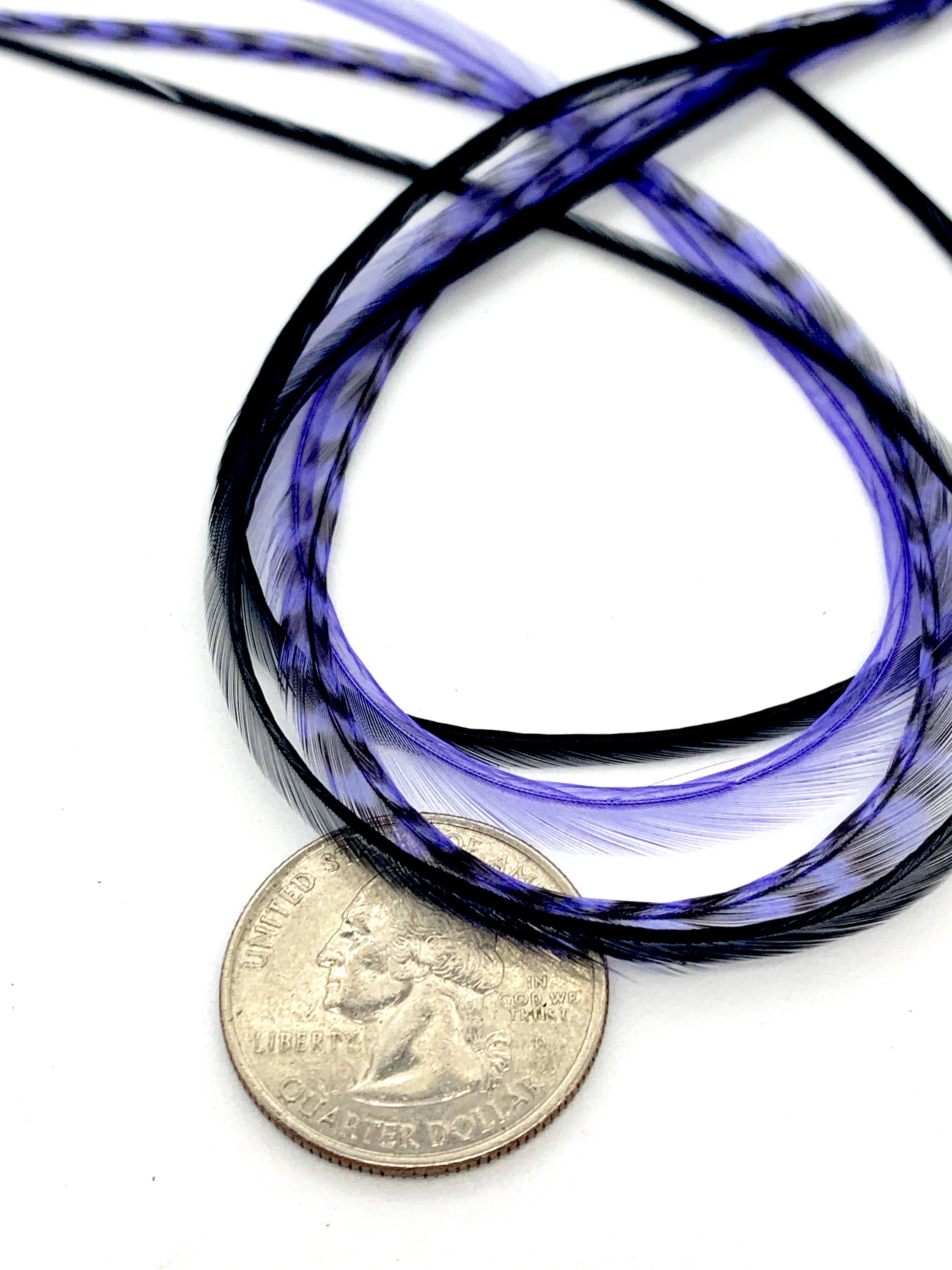 Sale Feather Hair Extensions Lilac Purple Grizzly Black Long - Etsy