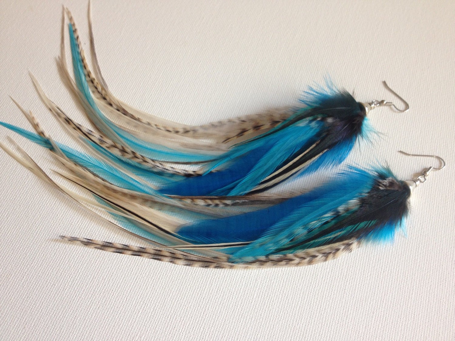 Real Feather Earrings Long Blue Bird Dangle Earrings - Etsy