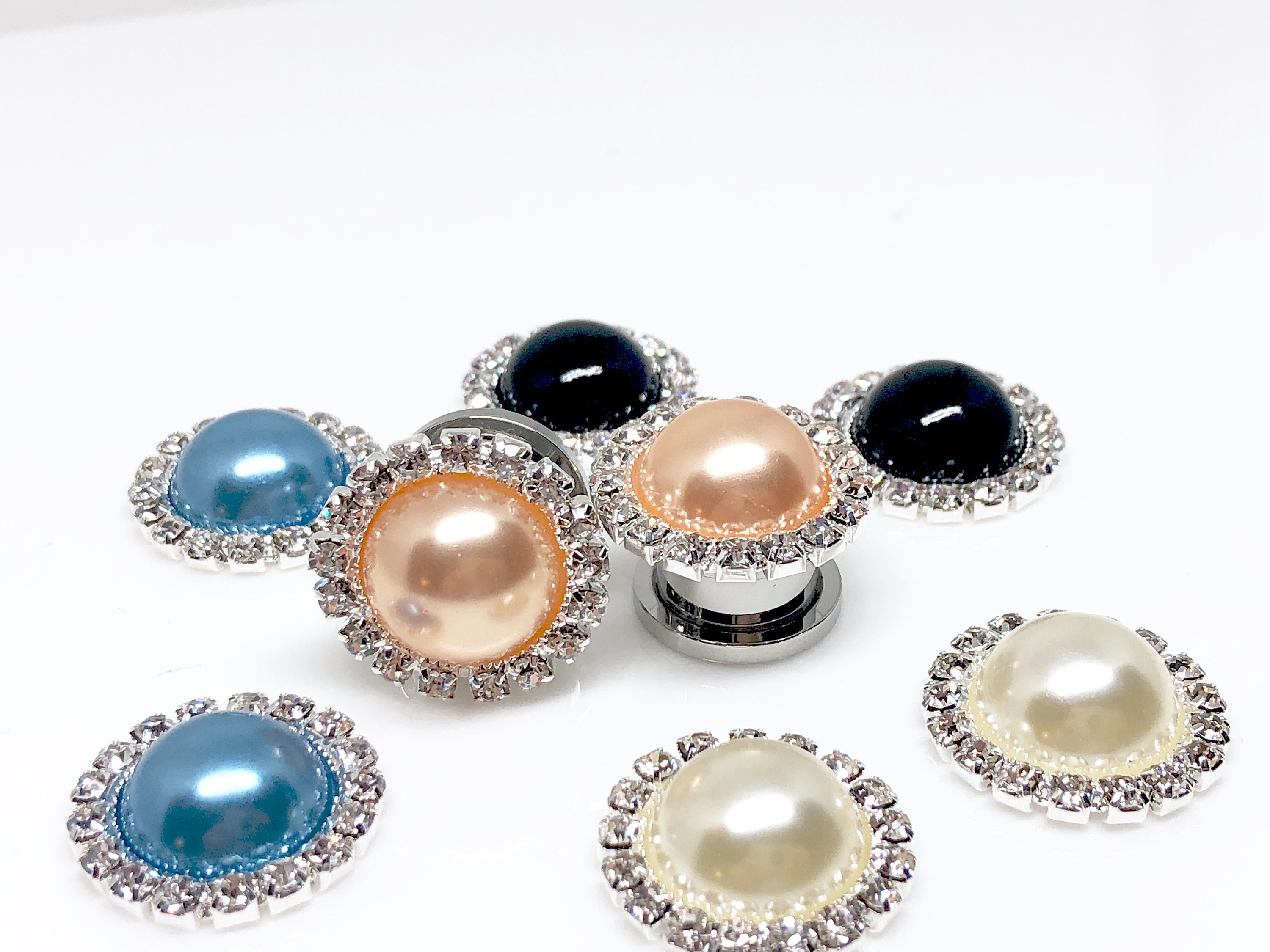 5/8 Plugs Rhinestone Pearl Bridal Wedding Gauges Blue | Etsy