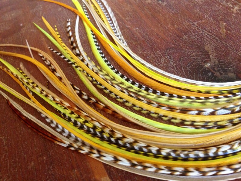 Hair Feather Extensions Summer Sunshine 6 Feather Blend, Florescent ...