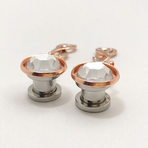 2g Rhinestone Rose Gold Plugs 0g Ear Plugs 6g 4g Crystal - Etsy