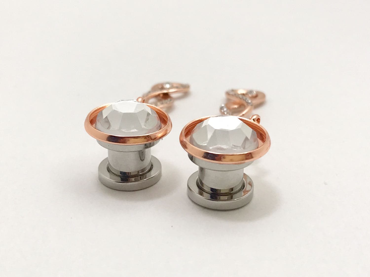 2g Rhinestone Rose Gold Plugs 0g Ear Plugs 6g 4g Crystal - Etsy